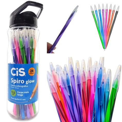 Caneta Esferográfica 07mm Spiro Glow Cores Sortidas Cis Com 1