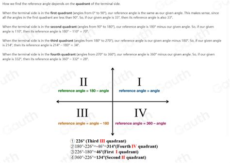 Solved Find An Angle In Each Quadrant With A Common Reference Angle