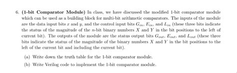 Solved Bit Comparator Module In Class We Have Chegg Com