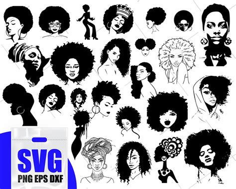 Afro Woman Svg Bundle Black Woman Svg African American Woman Etsy