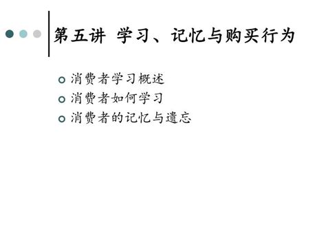 Ppt 第五讲 学习、记忆与购买行为 Powerpoint Presentation Id5582255