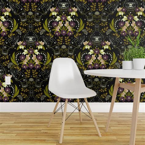 Peel And Stick Wallpaper 2ft Wide Gothic Celestial Witchy Poisonous