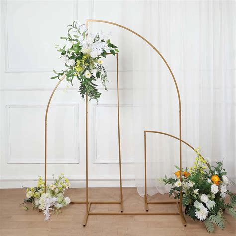 BalsaCircle 6ft Gold Metal Garland Display Stand Half Moon Floral
