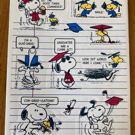 Snoopy Graduation Stickers Etsy