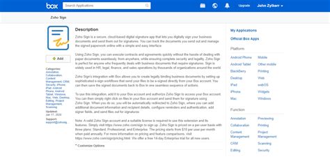 Zoho Sign Extension For Box