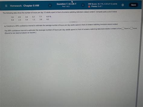Solved Question 7 8 3 26 T Part 1 Of 2 Homework Chapter Chegg