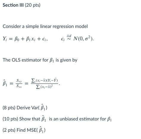 Solved Section Iii Pts Consider A Simple Linear Chegg