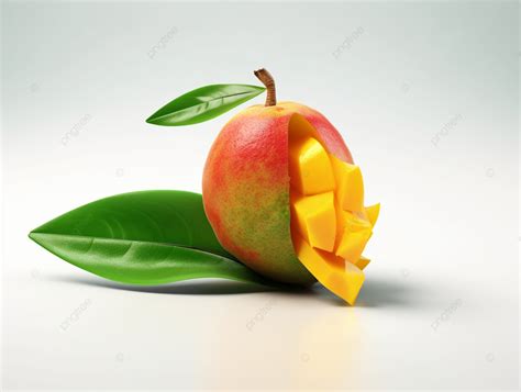 흰색 배경에 고립 된 잎으로 3d 망고 분할 3d 아트 망고 Png 일러스트 및 이미지 에 대한 무료 다운로드 Pngtree
