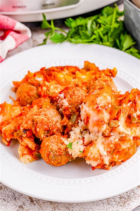 Slow Cooker Meatball Casserole Averie Cooks