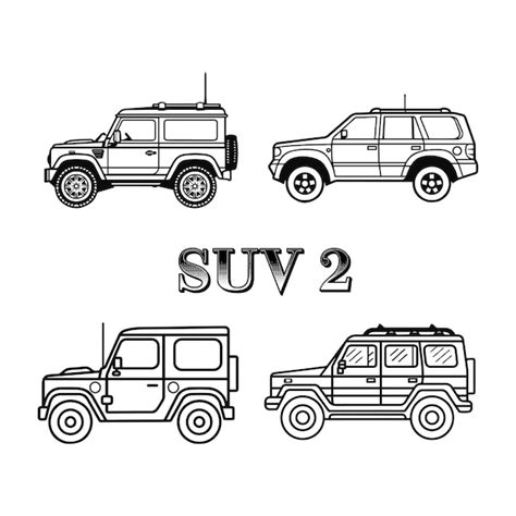 Premium Vector Suv Car Outline Illustration Vector Set