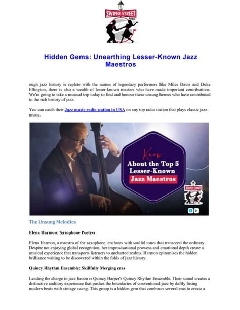 Hidden Gems Unearthing Lesser Known Jazz Maestrospdf
