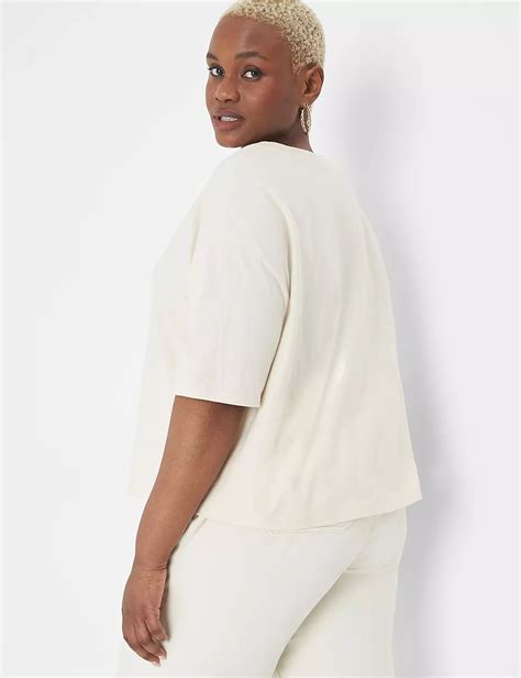 Classic Elbow Sleeve Crew Neck Crop Lanebryant