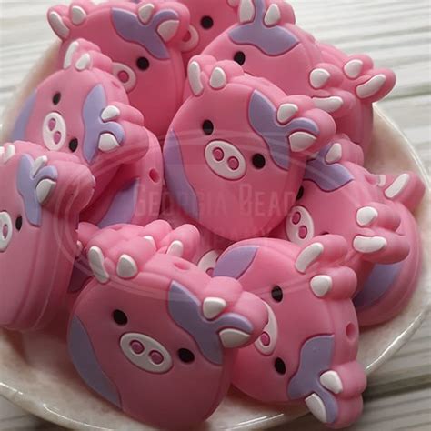 Squish Cow Silicone Focal Bead Assorted Colors Georgia Bead Company