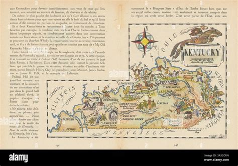 Kentucky Small State Map By Jacques Liozu 1946 Old Vintage Plan Chart