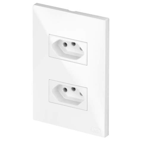 Conjunto Tomada Elétrica Dupla 20 A 4x2 Recta Branco Gloss Em Promoção