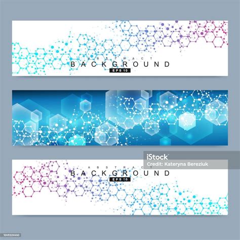 現代向量橫幅的科學設置dna 分子的結構與連接的線和點科學向量背景醫療 技術化學設計向量圖形及更多人工造的圖片 人工造的 信息圖形 健