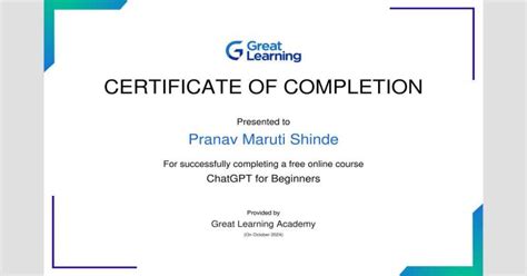 pranav shinde on linkedin chatgpt for beginners course completion certificate for pranav maruti…