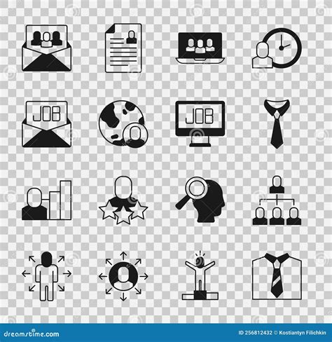 Set Tie Employee Hierarchy Project Team Base Globe And People