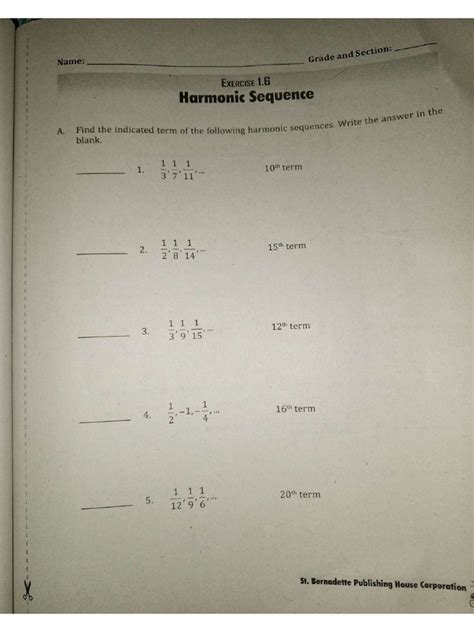 Harmonic Sequence G10 Pdf