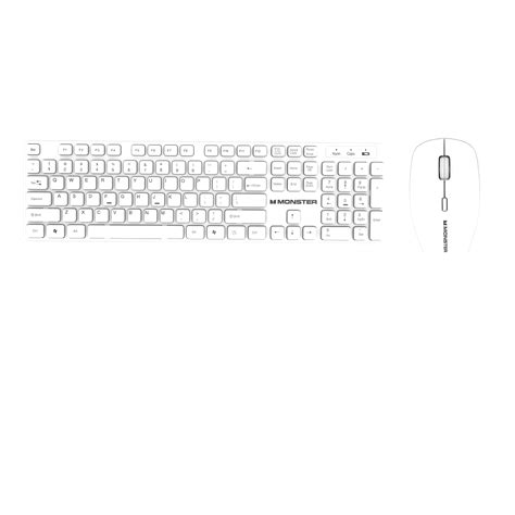 Monster Airmars KM3 Wireless Keyboard And Mouse Combo With Chiclet Keycaps Black White