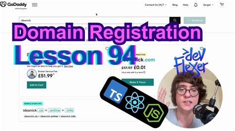 lesson 94 domain registration typescript node js react youtube