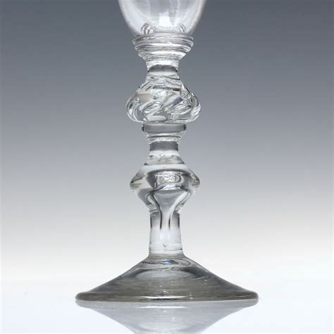 18th Century Light Baluster Wine Glass With Drop Knop C1740 Dm