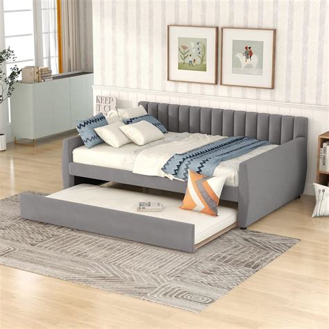 Bellemave Full Size Daybed With Trundle Upholstered Day