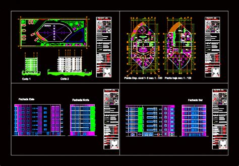 Edificio Departamentos En Autocad Librería Cad