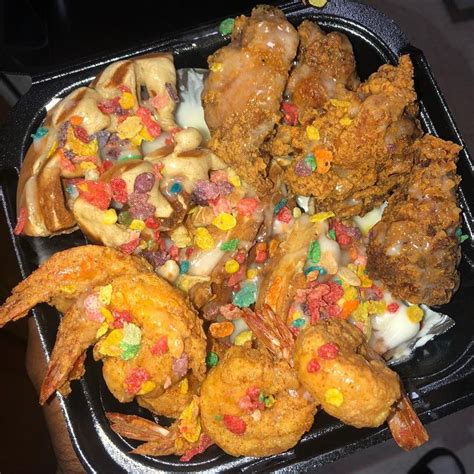 Street Corner Kitchen L.L.C on Instagram: “Shrimp / Wings & Fruity Pebbles Waffles @chefmoebetta ...