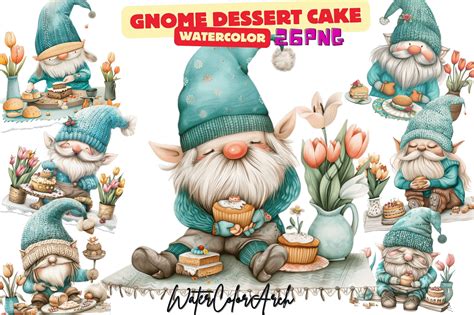 Gnome Dessert Cake Clipart Graphic By Watercolorarch · Creative Fabrica