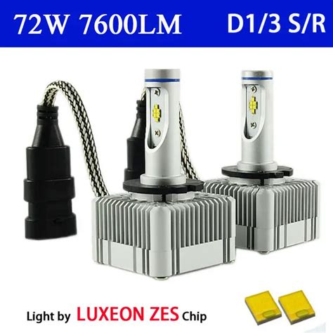 D1 D3 S R Led Headlight Conversion Kit 6000K 72w 7600Lm Replace