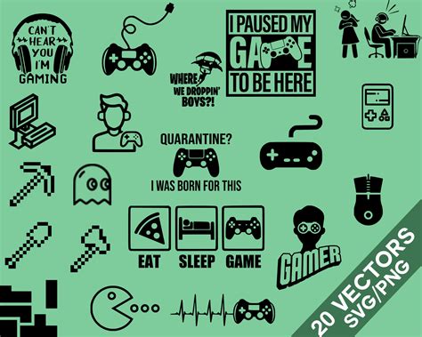 Gamer Vector Pack Svg Png Gamer Clip Art Digital Files Cricut Files
