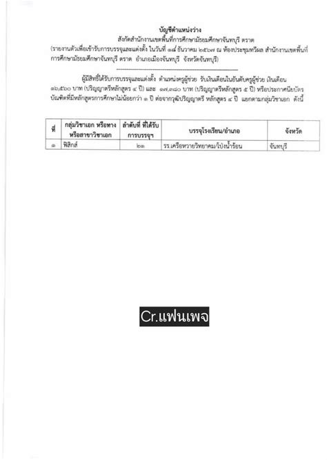 ครูตั้ง 🎊สพม จันทบุรี ตราด บรรจุแทนคนสละสิทธิ์