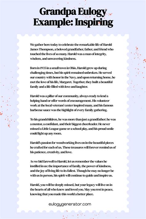 Best 13 10 Heartfelt Grandpa Eulogy Examples Artofit