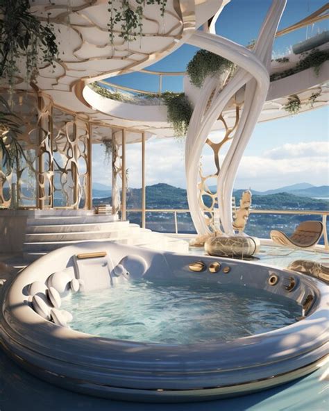 Premium Ai Image There Is A Large Hot Tub In The Middle Of A Patio