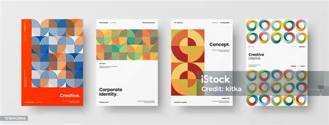 회사 Id 브로셔 템플릿 컬렉션입니다 비즈니스 프리젠 테이션 벡터 A4 수직 방향 전면 페이지 모형 세트 기업 보고서 커버 추상 기하학적 일러스트 디자인 레이아웃 번들 0