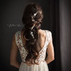 Bridal Headpiece Halo Hair Vine Boho Wedding Flower Hair Vine Headband Gold Rose Gold Silver