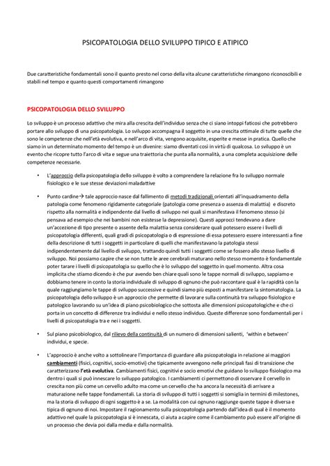 Psicologia Dello Sviluppo Tipico E Atipico Appunti Di Psicologia