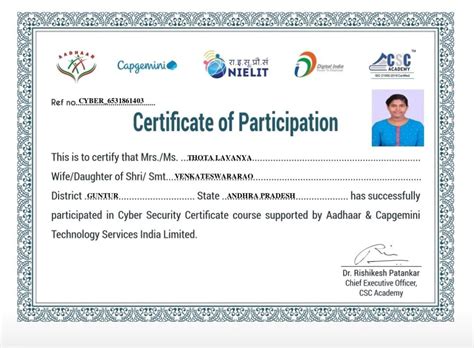 Lavanya Thota On Linkedin Cyber Security Course Certificate Offered