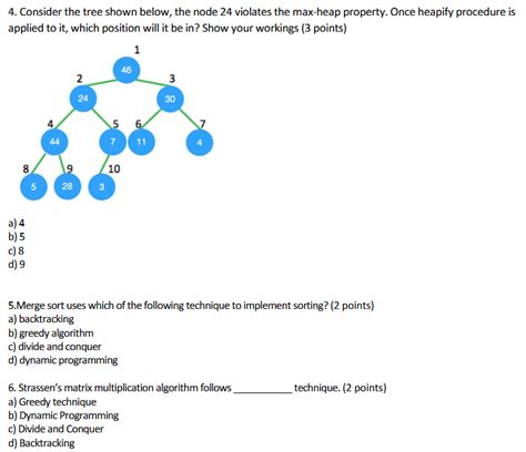 Solved 4 Consider The Tree Shown Below The Node 24