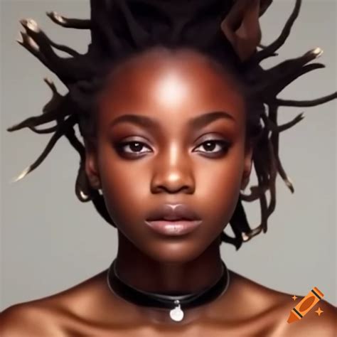 Close Up Of A Face With Rich Brown Skin And Dark Almond Shaped Eyes On