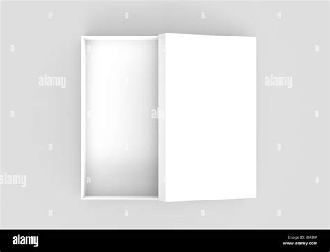 White 3d Rendering Blank Open Rectangular Box With Box Separate Lid