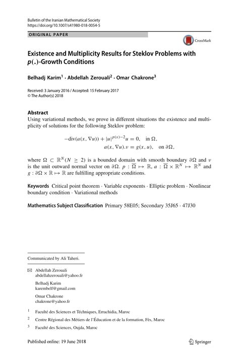 PDF Existence And Multiplicity Results For Steklov Problems With P