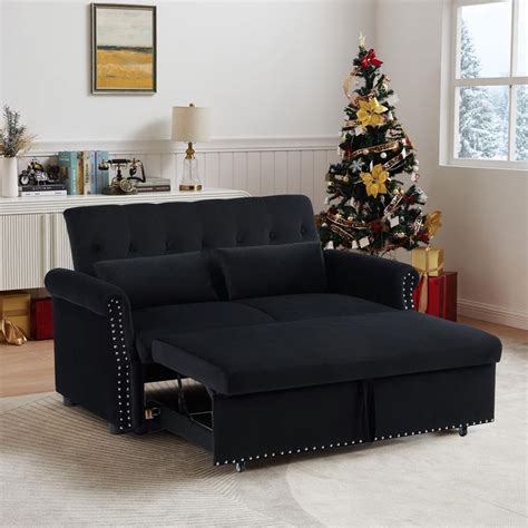 Arclis 55 Pull Out Sofa Bed Velvet Loveseat Sleeper Couch Small
