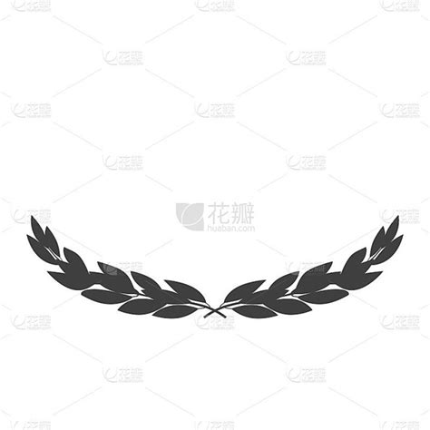 宽月桂花环矢量图标孤立在白色