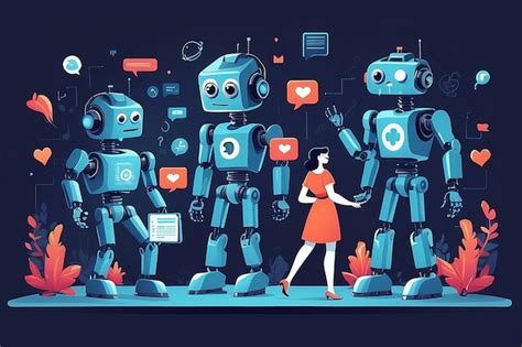 Premium Photo Social Media Bots Vector Illustration Fake Accounts In