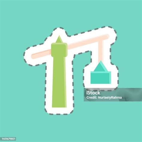 Garis Stiker Memotong Tower Crane Cocok Untuk Simbol Bangunan Desain