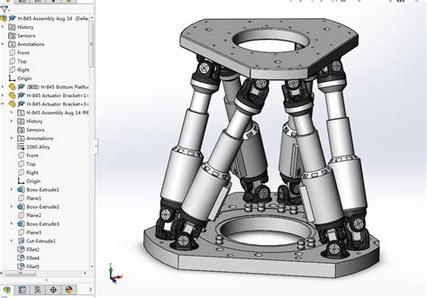H 845六足Stewart平台并联机构3D模型图纸 Solidworks设计 KerYi