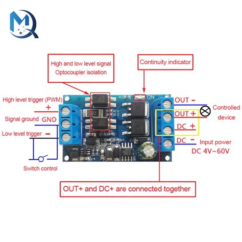 ハイパワー600ワットmosチューブfetトリガードライブモジュールのpwm制御高 低レベルトリガスイッチdc 4v 60v