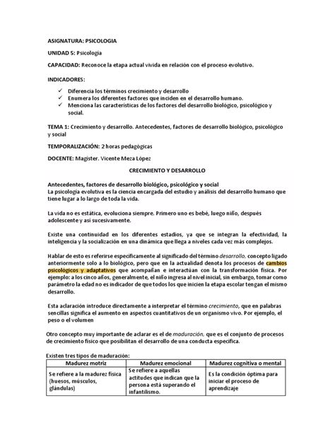 Tema 1 Crecimiento Y Desarrollo Pdf Sicología Evolución